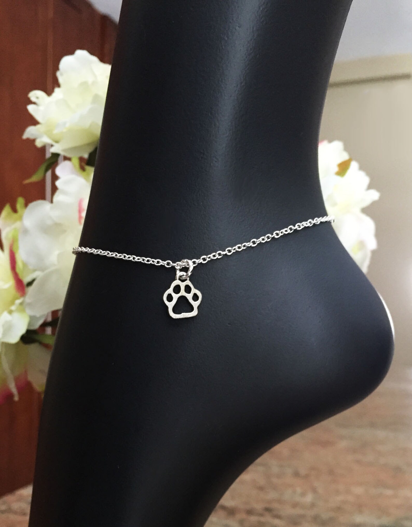Paw Print Anklet-ankle Bracelet-dog Anklet-dog Charm-foot Jewelry ...