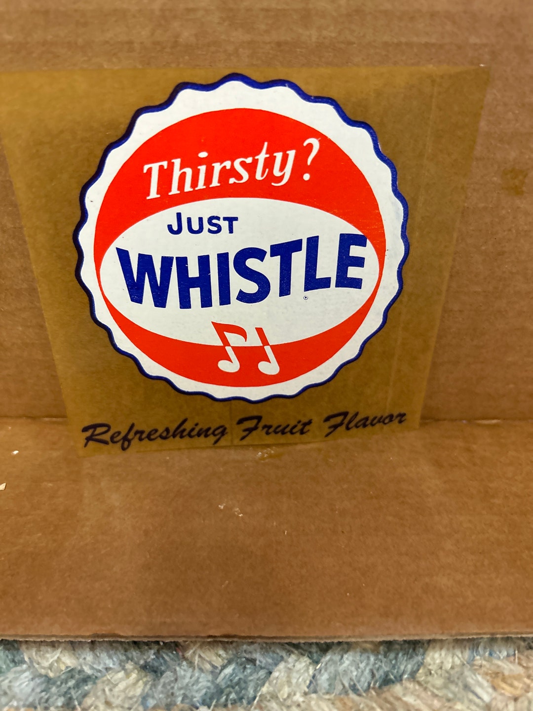 Vintage Soda Pop Decal THIRSTY JUST WHISTLE Bottle Cap Logo New Old ...