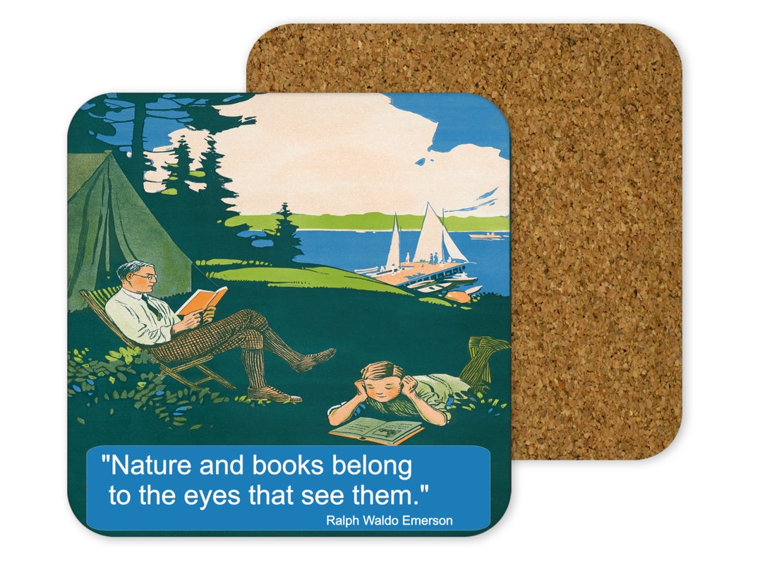 Nature and Books Coaster 4 Inch With Cork Backing and Ralph - Etsy