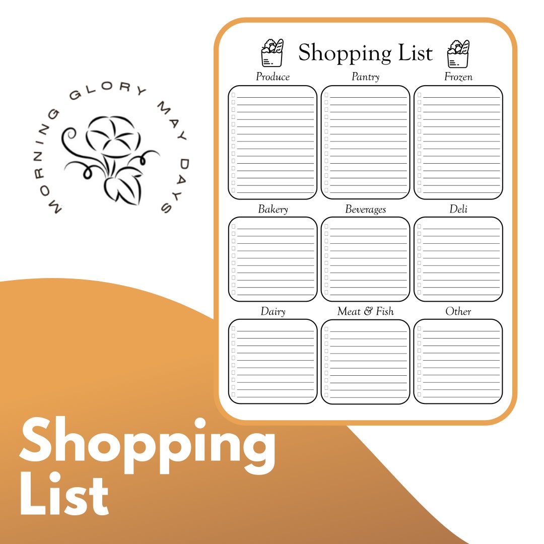Printable Grocery Shopping List - Etsy