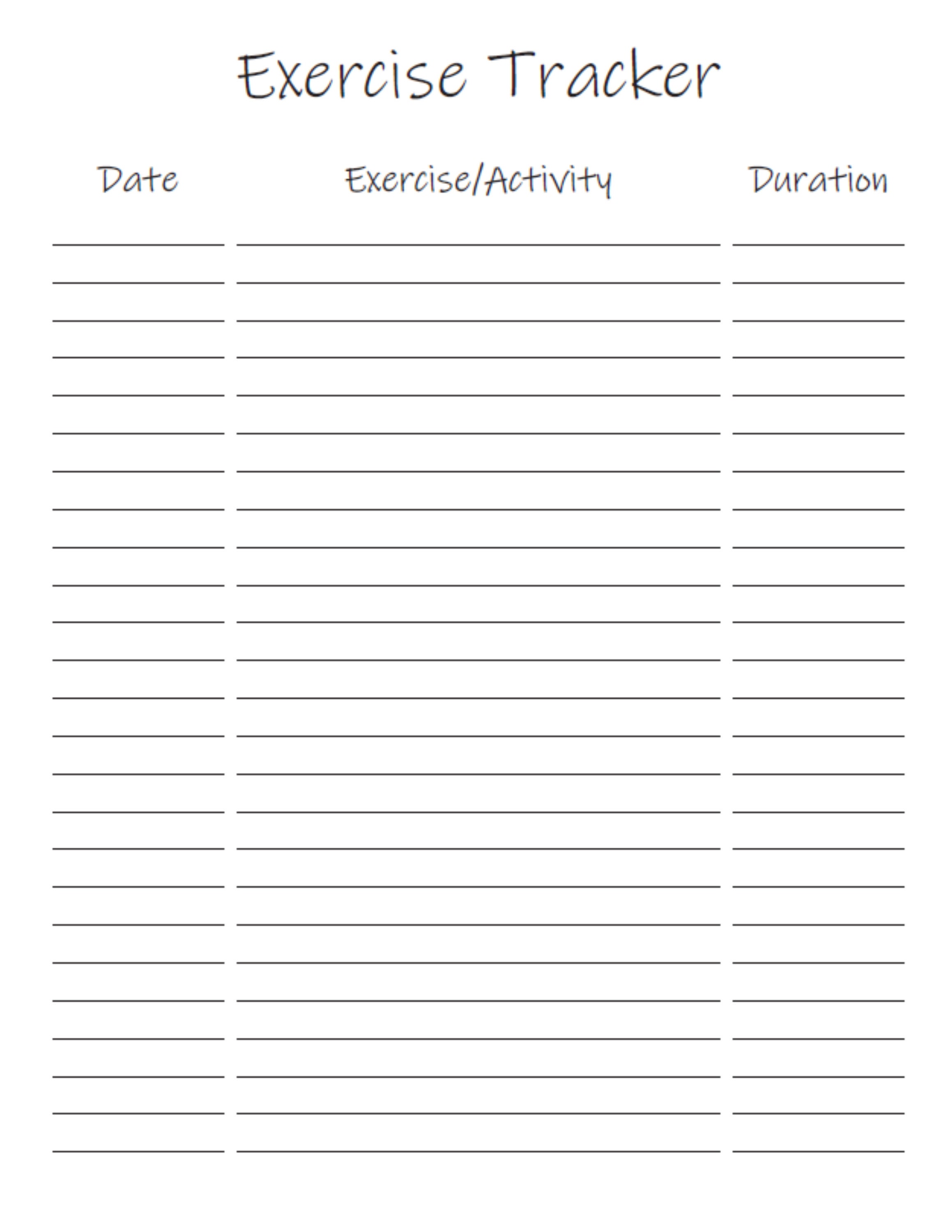 Printable Exercise Tracker - Etsy