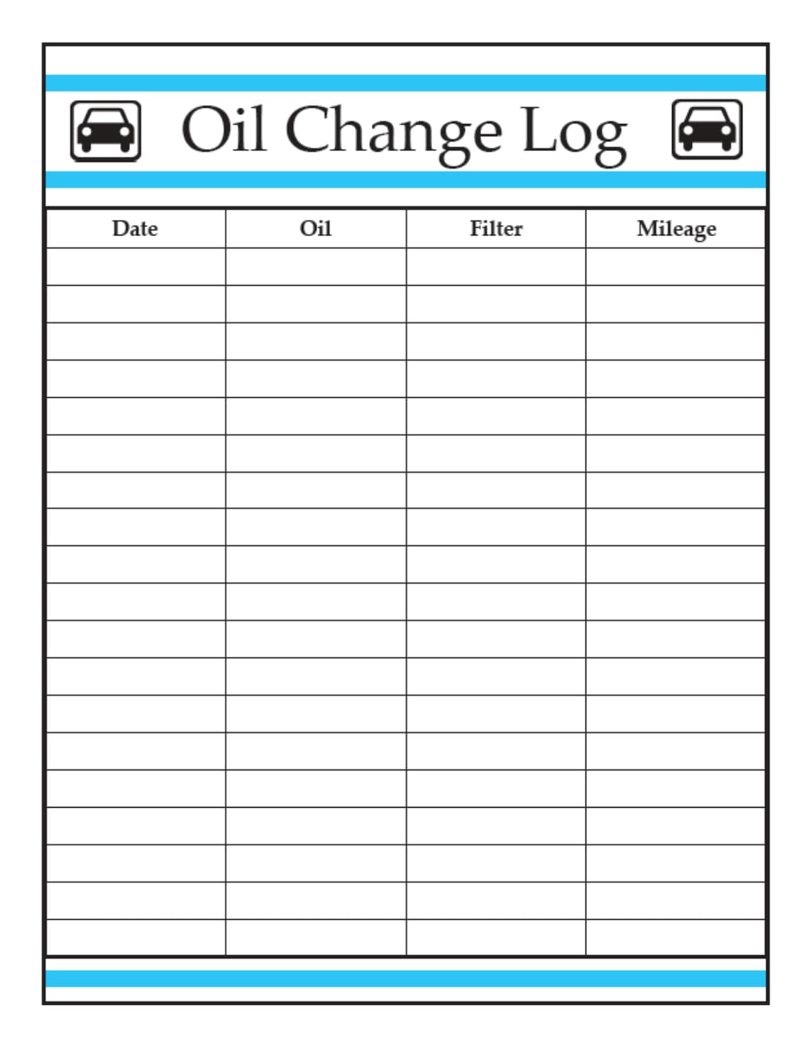 Printable Oil Change Log - Etsy Printable Oil Change Log - Etsy