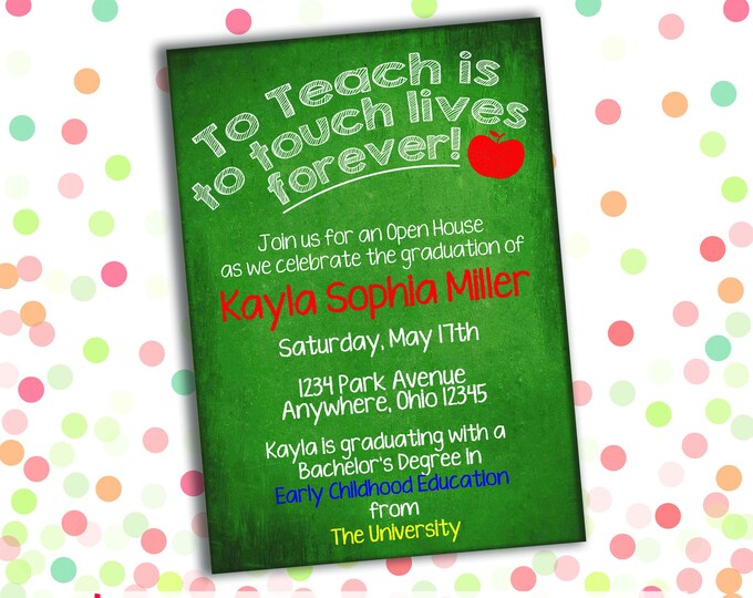 College Graduation Invitation- Teacher - Party - Open House -5x7 ...