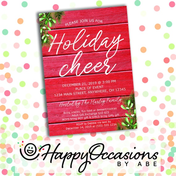 Rustic Holiday Cheer Invitation Christmas Invitation | Etsy