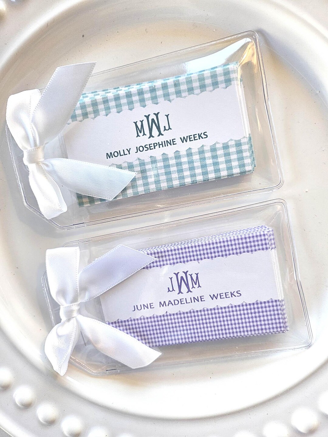 Baby Gingham Hang Tags Kids Gift Enclosure Cards Baby Calling Cards ...