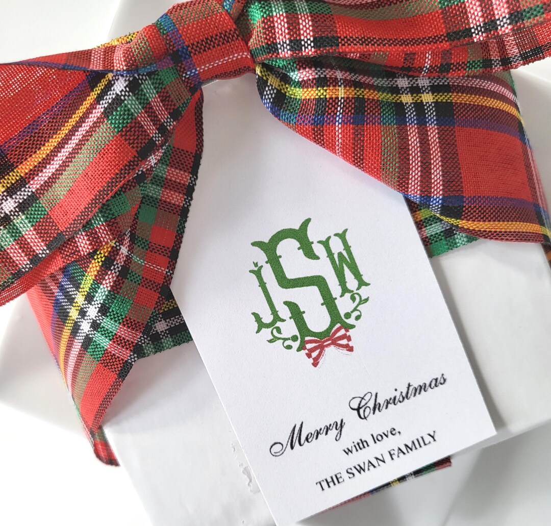 Christmas Gift Tags Monogram Gift Tags Red and Green Gift Tag Family ...