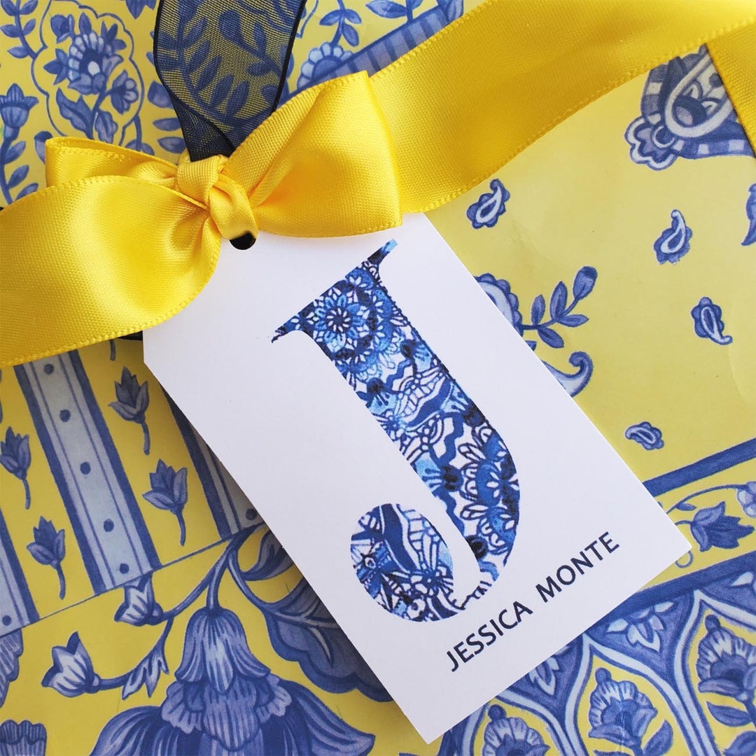 Monogram Gift Cards Blue Delft Gift Tags Blue Lapis Gift Cards ...