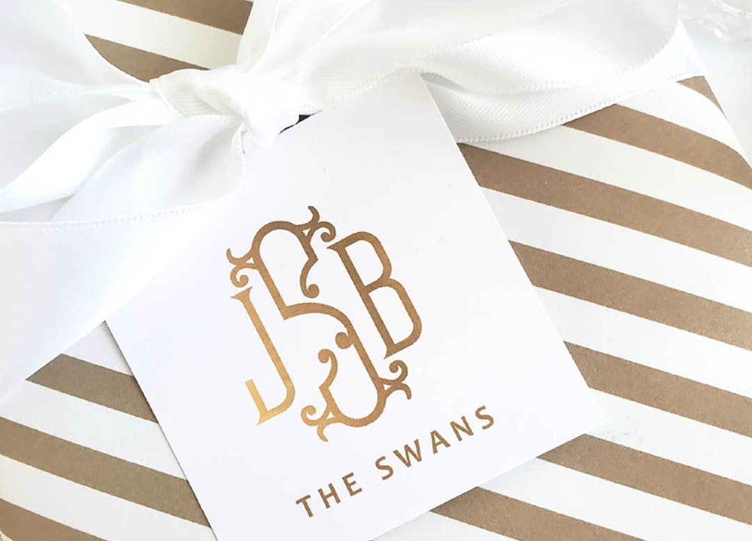 Monogram Gift Tags Gold Monogram Tags Custom Gift Tag Family Gift Tags ...