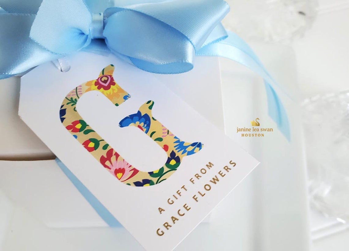 Boho Monogram Initial Gift Cards Elegant Gift Tags Boho Gift | Etsy