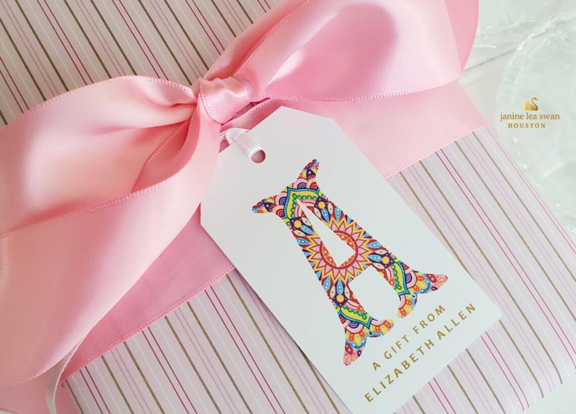 Boho Monogram Initial Gift Cards Elegant Gift Tags Gift Boho - Etsy