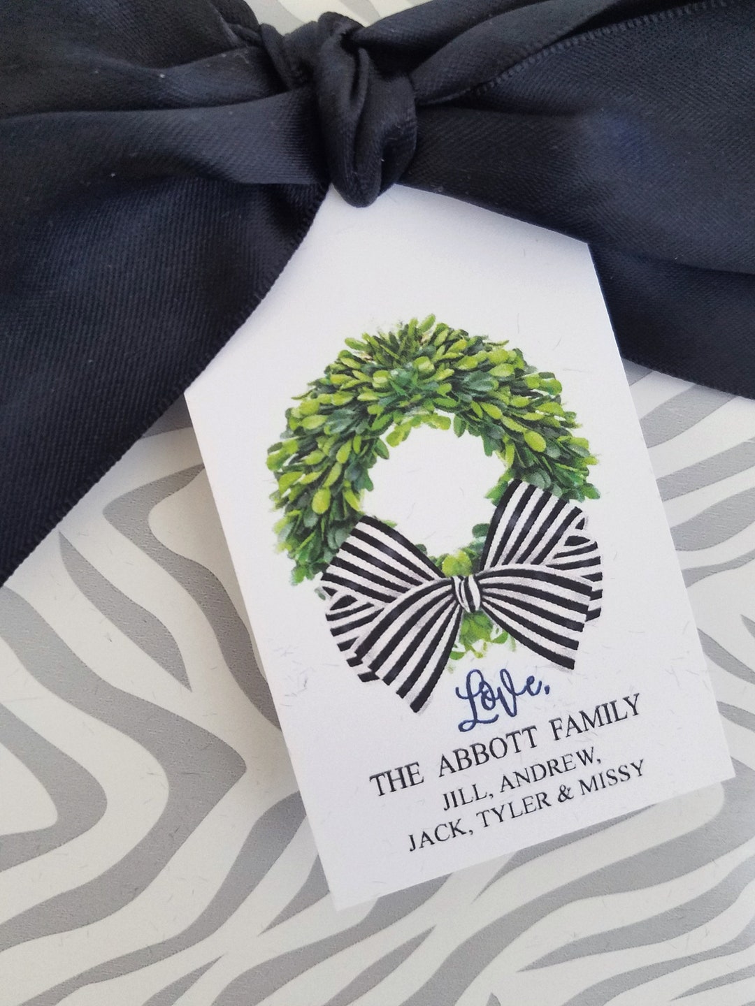 Wreath Gift Tags Monogram Gift Tags Custom Gift Tag Family Gift Tags ...