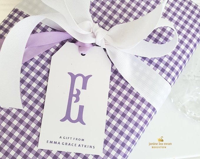 Girls Monogram Tags Gift Cards Custom Gift Tags Monogram Personalized ...