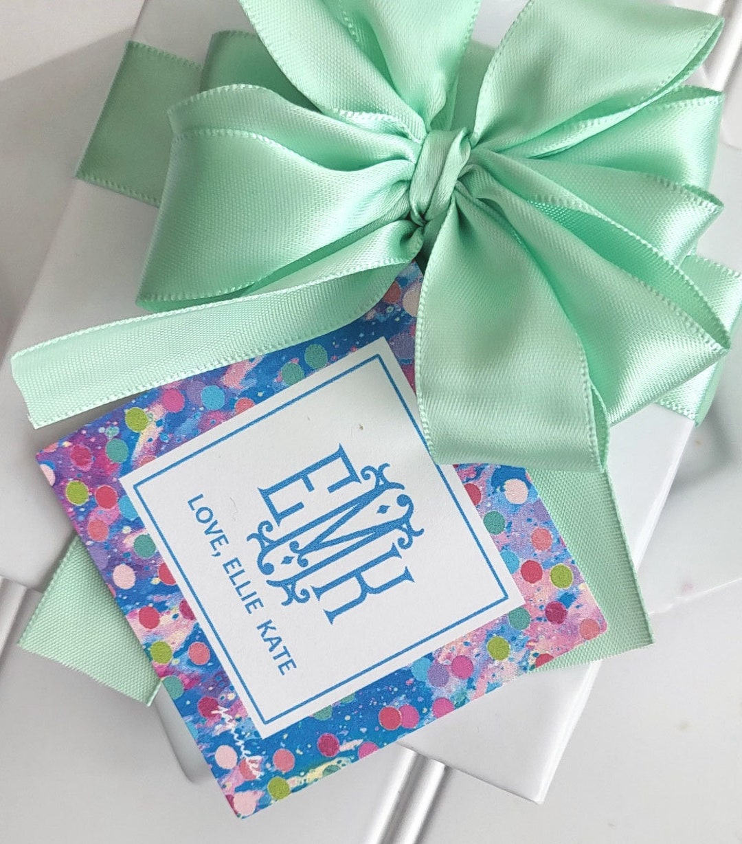 Monogram Gift Tags Colorful Gift Tags Birthday Shower Wedding Gift Tags ...