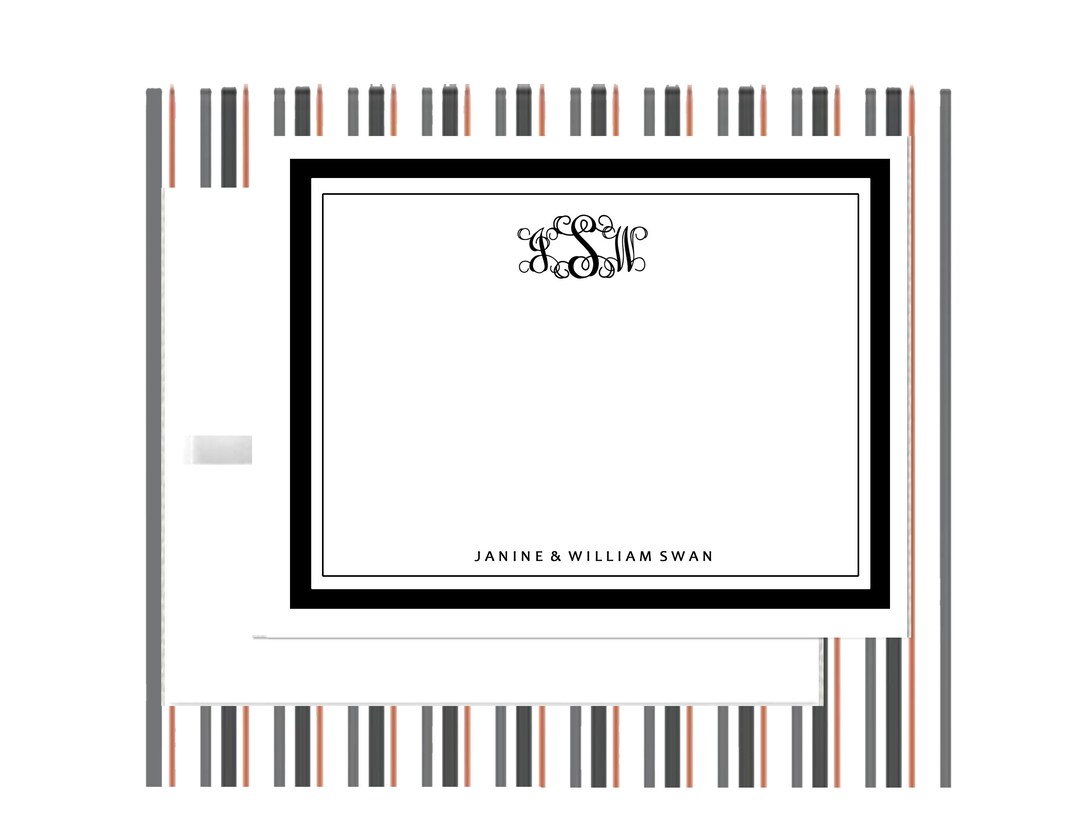 Stripe Panel Notes Monogram Panel Notes Cards Notes for Him - Etsy