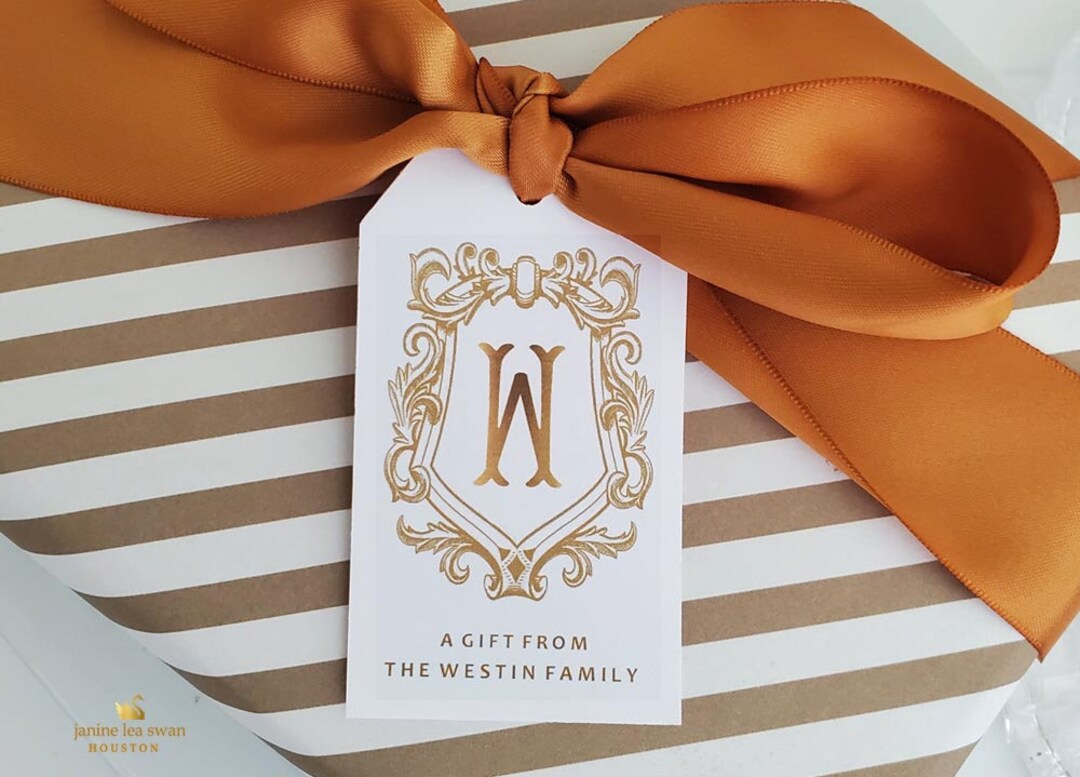 Gold Monogram Gift Cards Hang Tags Gift Cards Enclosures Personalized ...