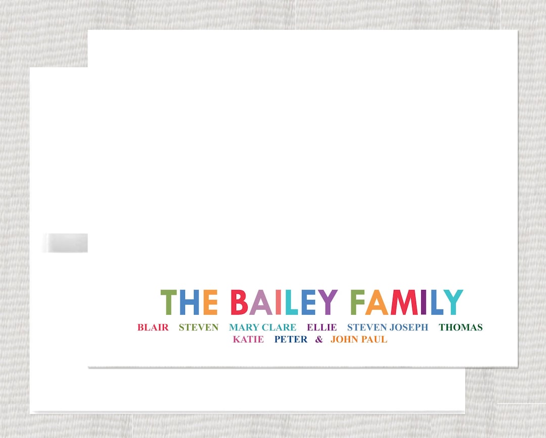 Family Notes Personalized Family Panel Cards Notes Stationery ...
