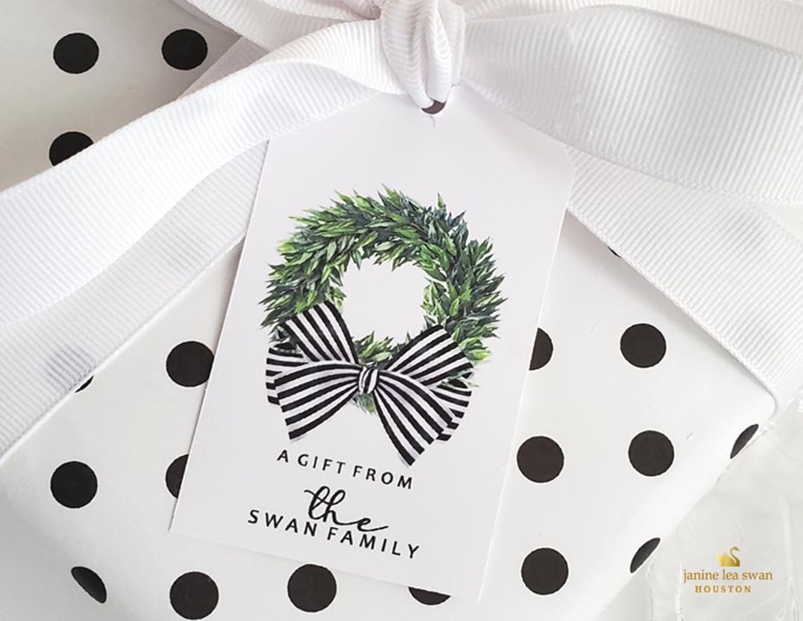 Wreath Gift Tags Monogram Gift Tags Custom Wreath Gifts Family Gift ...