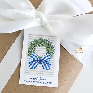 Wreath Gift Tags Monogram Gift Tags Custom Wreath Gifts Family Gift ...
