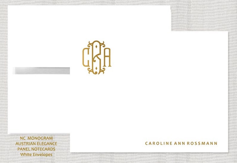 Gold Monogram Note Cards Personalized Monogrammed Notes - Etsy New Zealand