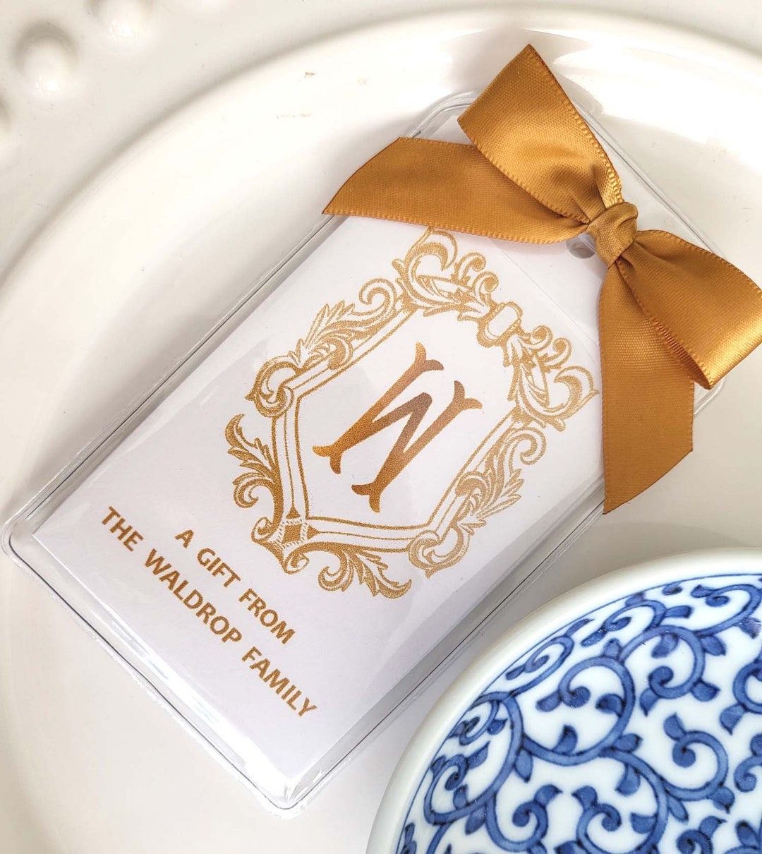 Gold Monogram Gift Cards Hang Tags Gift Cards Enclosures Personalized ...