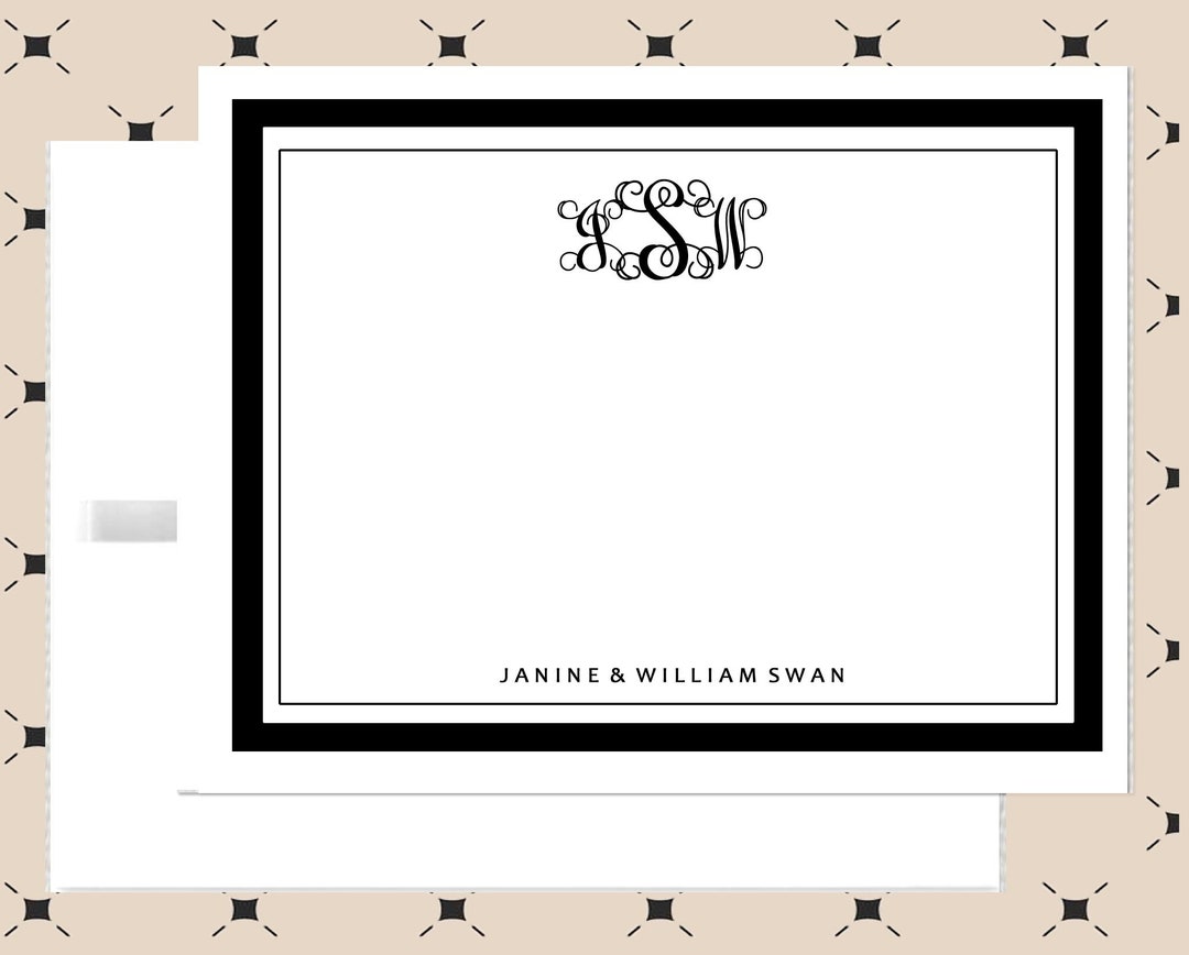 Beige Panel Notes Monogram Panel Notes Double Cards Notes for - Etsy