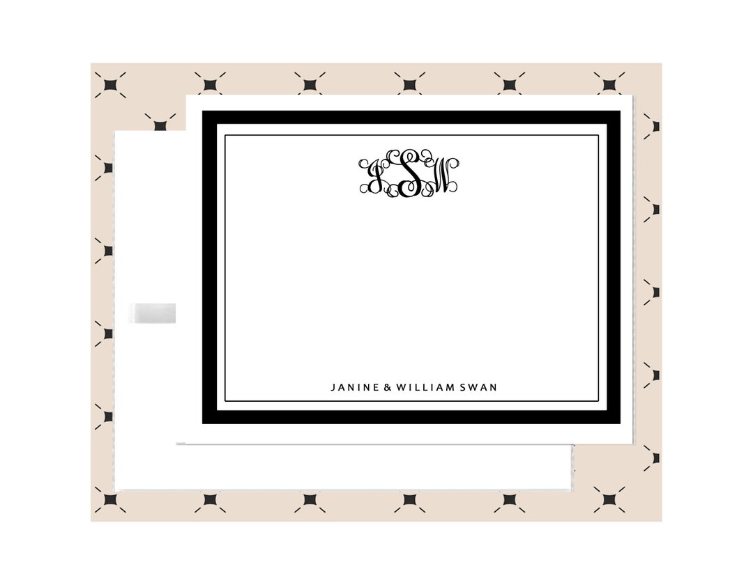 Beige Panel Notes Monogram Panel Notes Double Cards Notes for Him ...