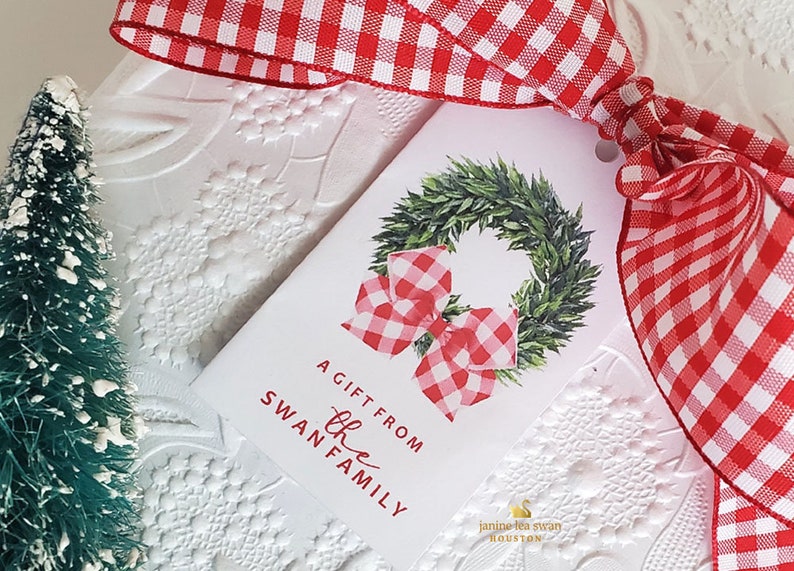 Wreath Gift Tags Monogram Gift Tags Custom Wreath Gifts Family Gift ...