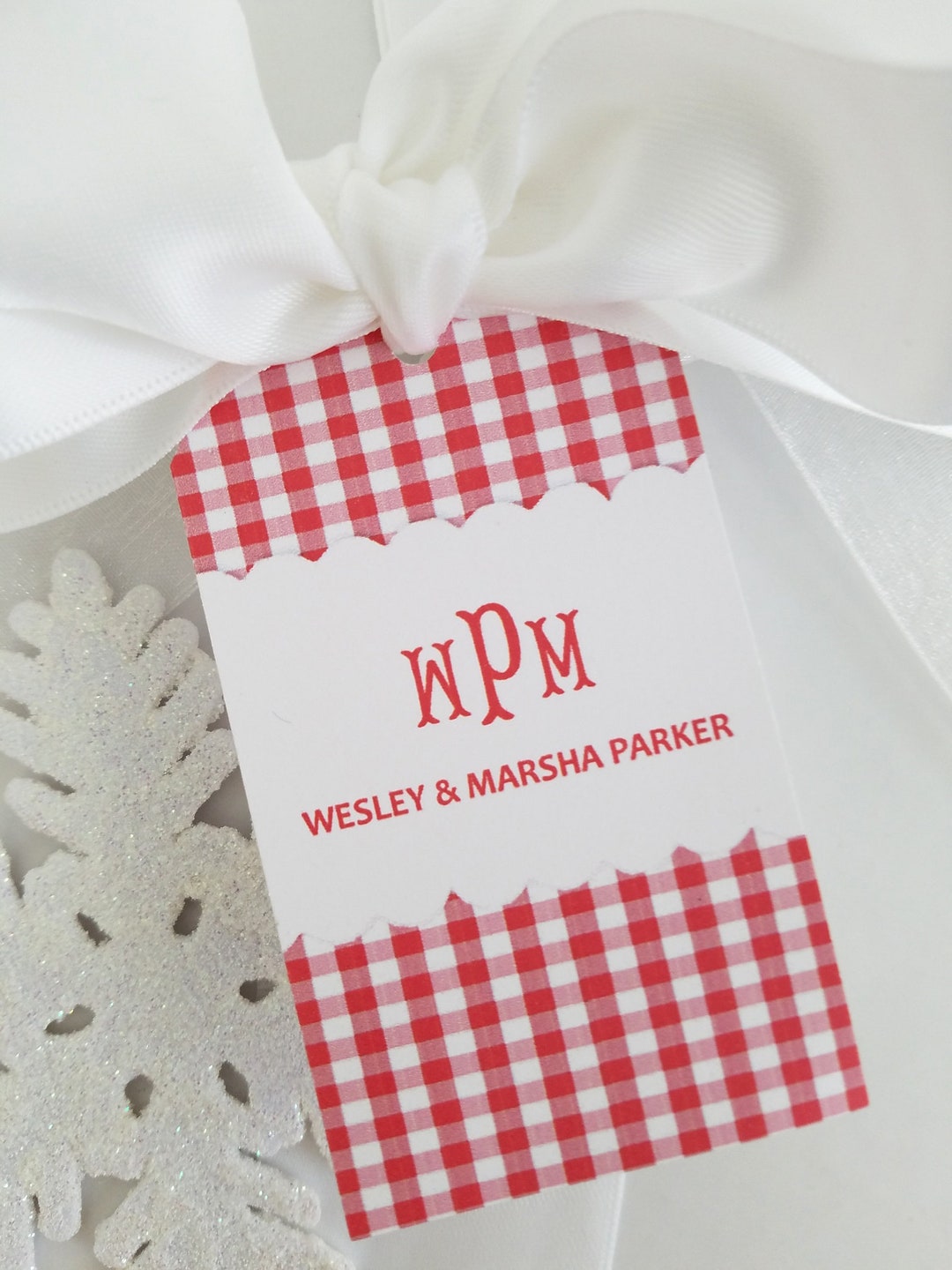 Red Gingham Gift Tags Monogram Gift Tags Custom Gift Tag Family Gift ...