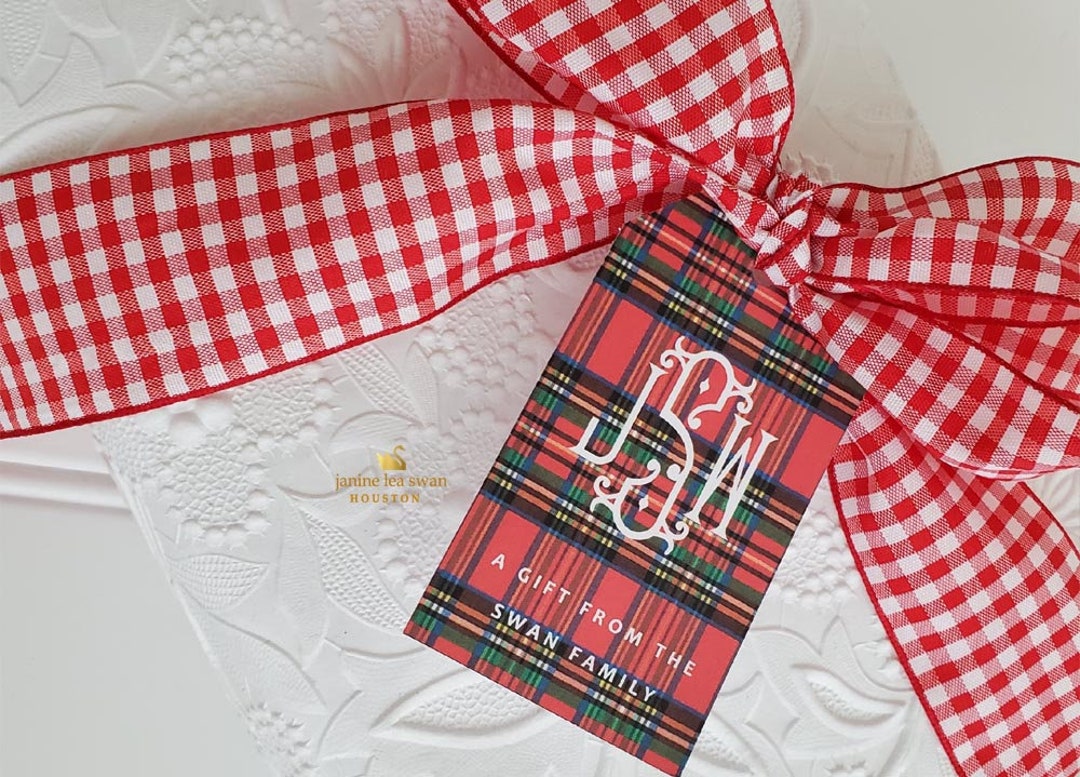 Monogram Gift Tags Tartan Plaid Gift Tags Custom Gift Tag Family Gift ...