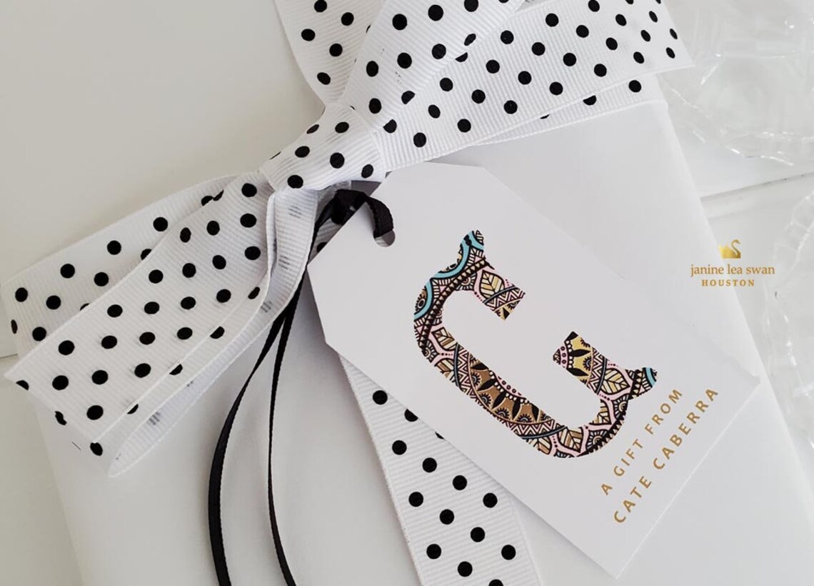 Boho Monogram Initial Gift Cards Elegant Gift Tags Gift Boho - Etsy