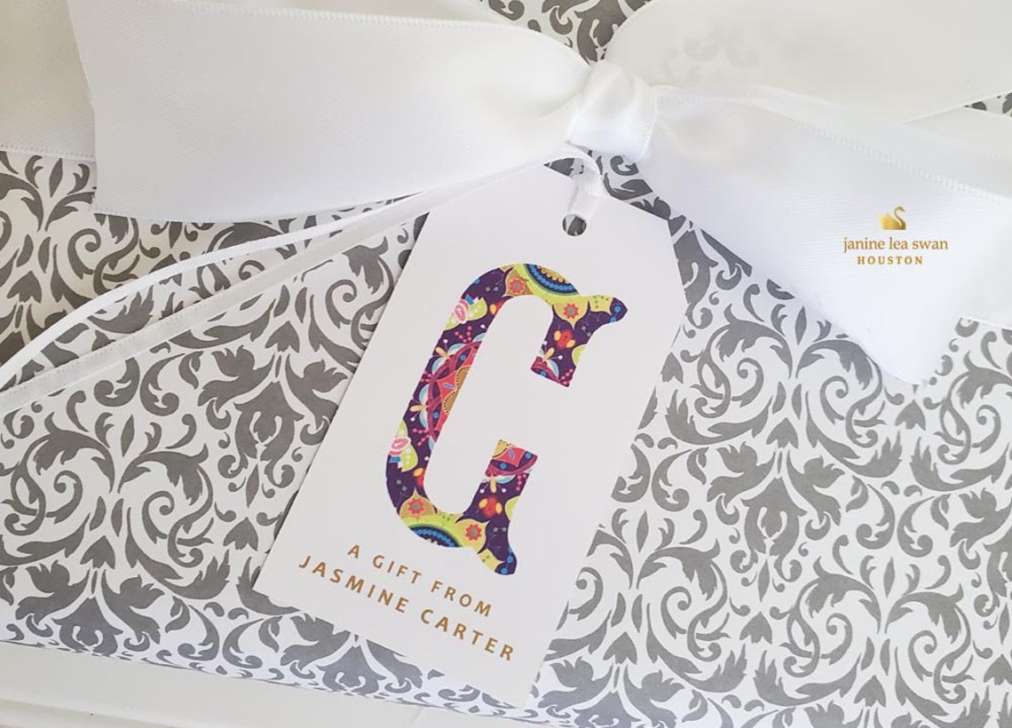 Boho Monogram Initial Gift Cards Elegant Gift Tags Gift Boho - Etsy