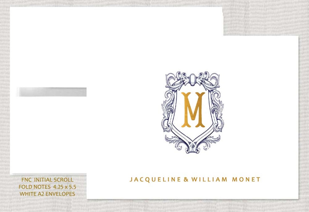 Monogram Note Cards Personalized Monogrammed Notes Fold - Etsy