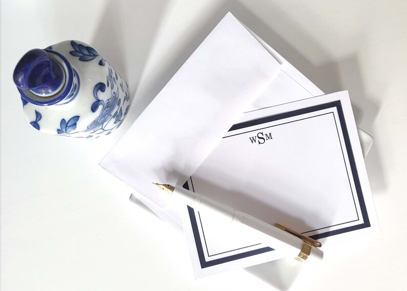 Beige Panel Notes Monogram Panel Notes Double Cards Notes for - Etsy