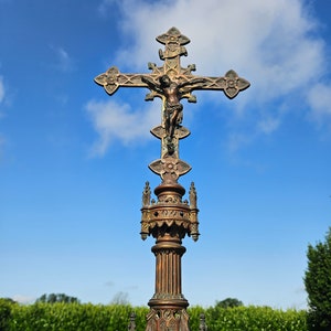 Magnificent HUGE Antique French Gothic Revival Ecclesiastical Bronzed ...