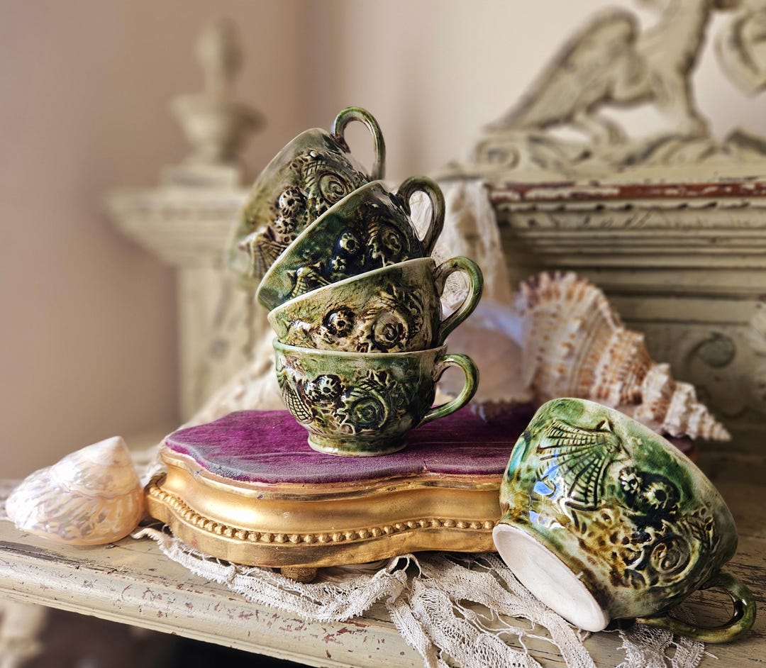 Stunning Batch of Five X RARE 19thc Antique French Majolica Barbotine ...