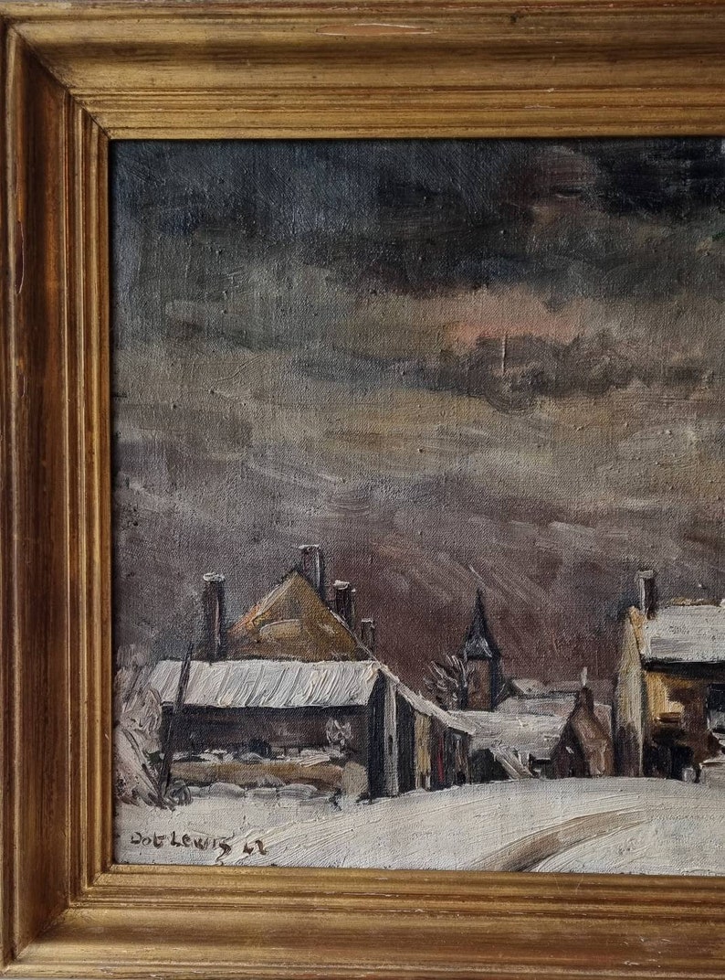 Sublime Mid-century French Artist-signed Dot Lewis Snowscape Tableau ...
