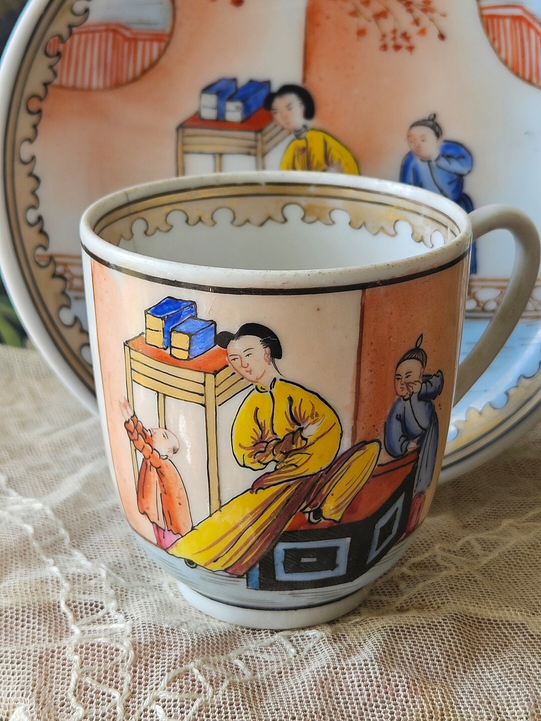 Stunning Rare Antique French-found Fine Chinese Famille Rose Mandarin ...