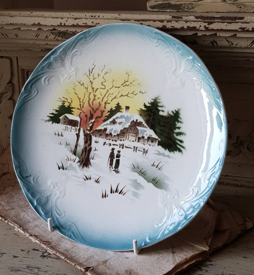 Gorgeous Winter Scenes Antique French Digoin Sarreguemines Decorative ...