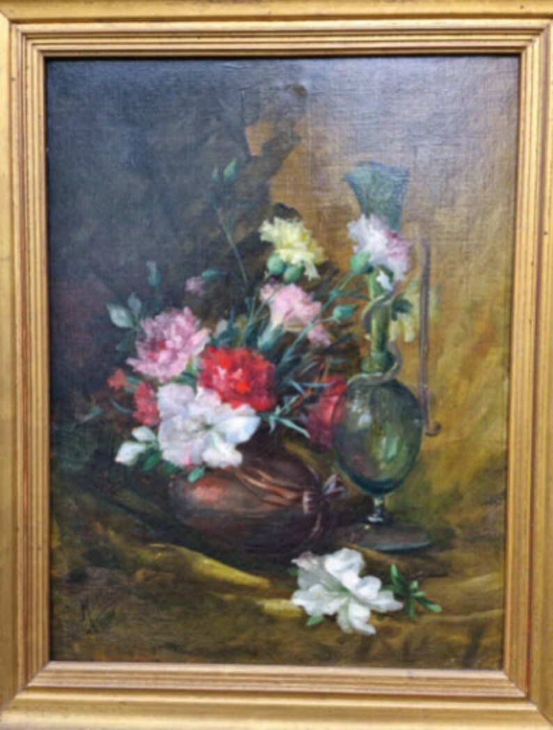 Antique French Artist-signed Still Life Oil on Canvas | Etsy