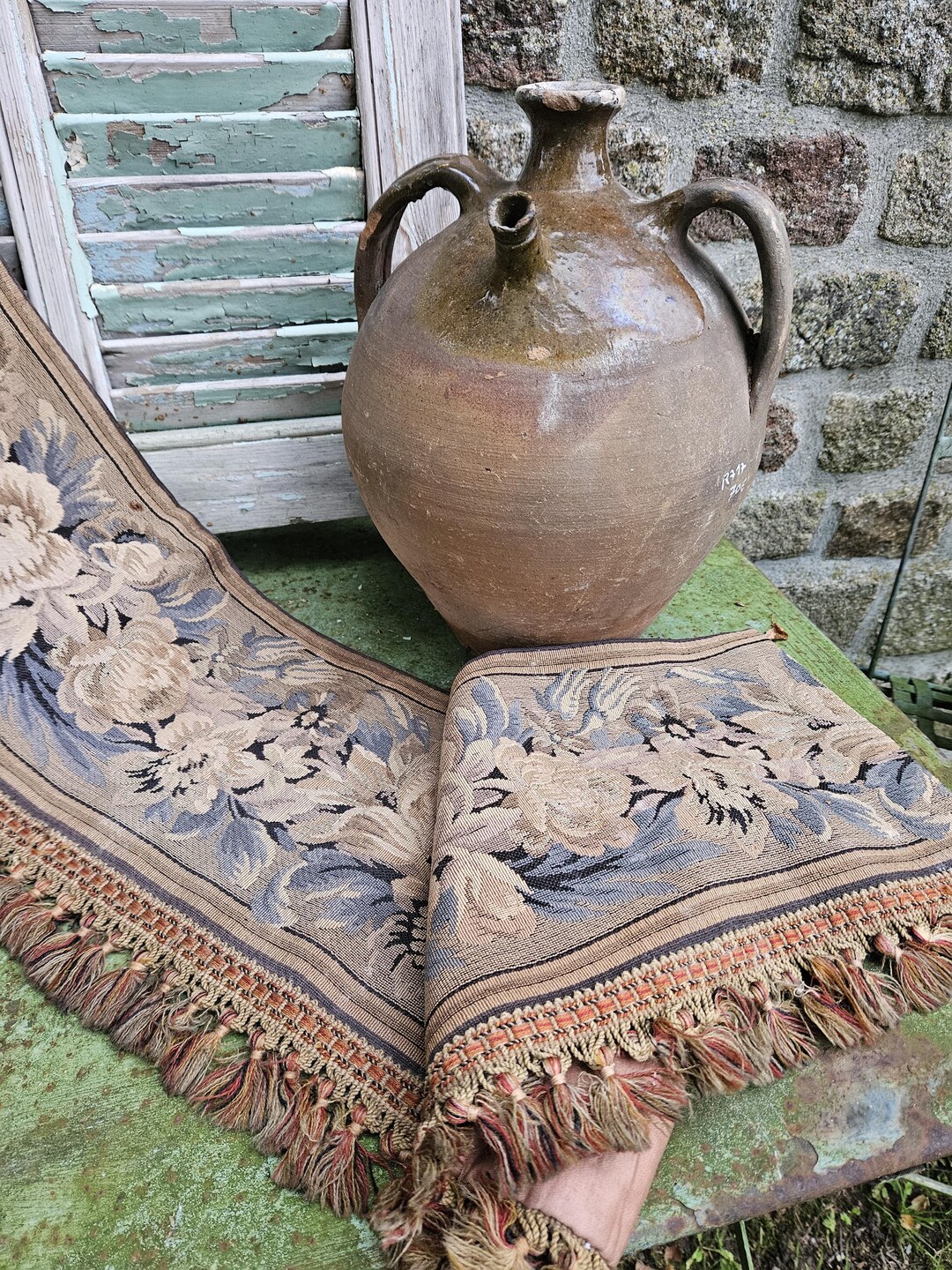 Sublime Rich Antique French Textile Panel-handworked Wool Tapestry Long ...