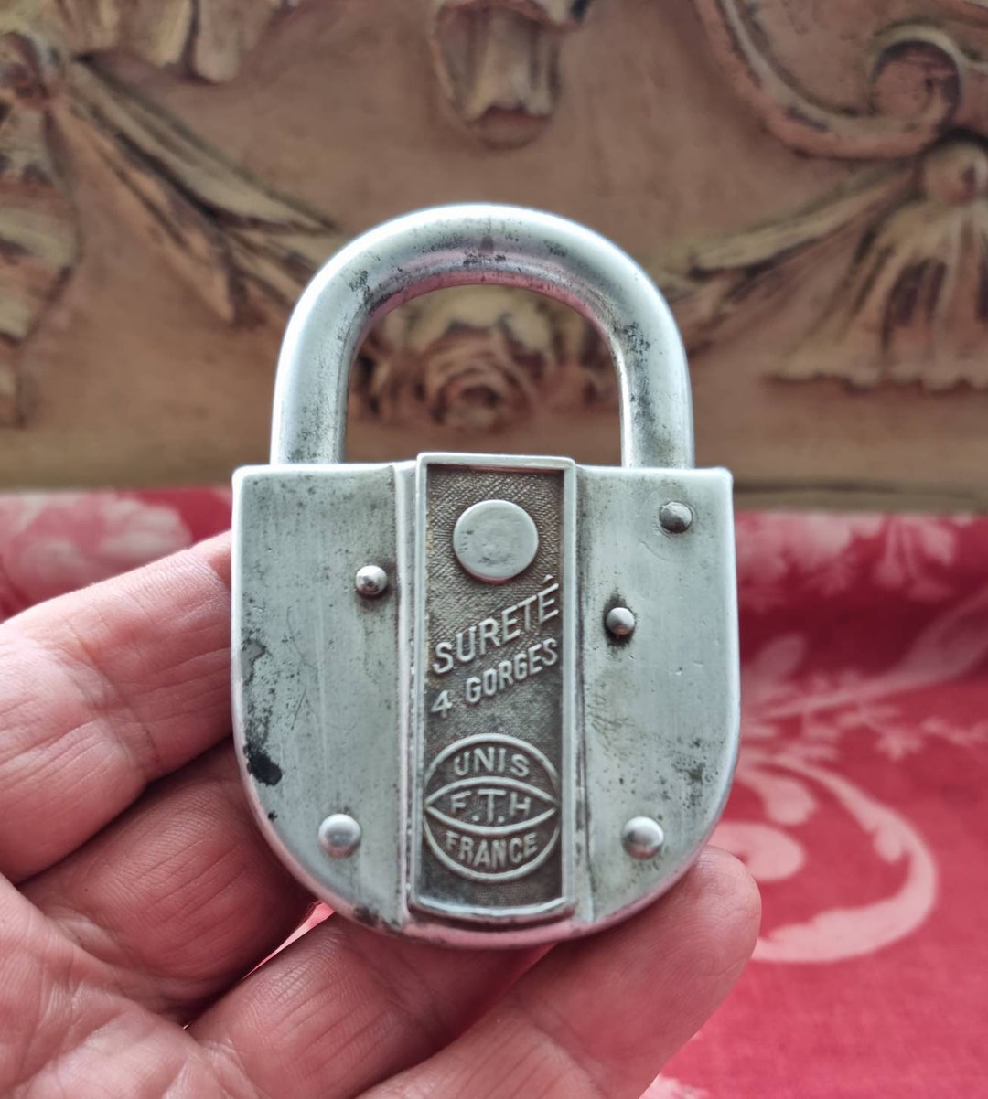 Vintage French Surete Silvered Metal Padlock C.1960's,with Original Key ...