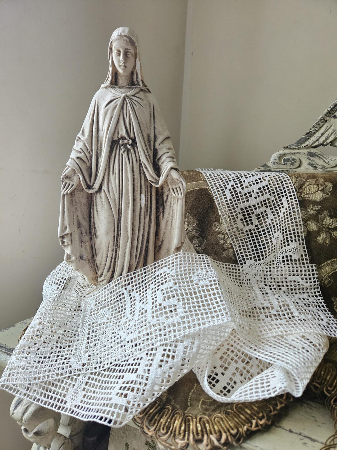 3.55 Metres of Unused Beautiful Antique French Religious Lace Featuring ...