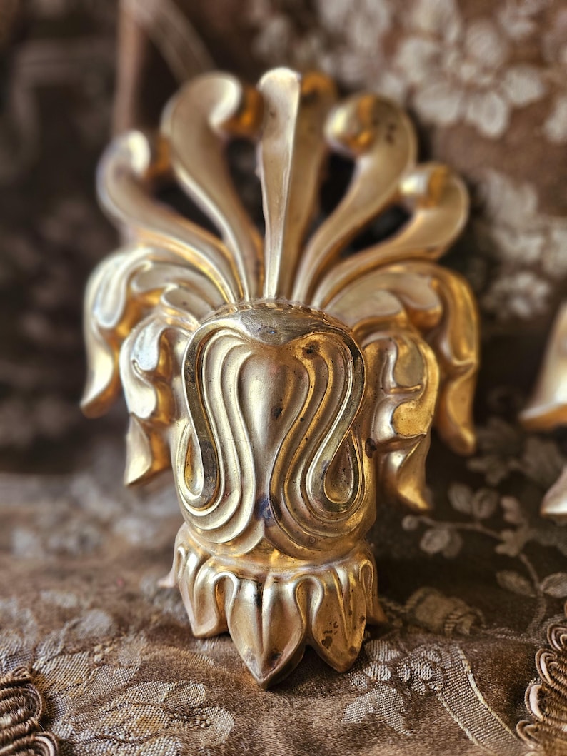 Amazing Pair of Antique French Scrolled Gilt Bronzed Tole Ornement ...