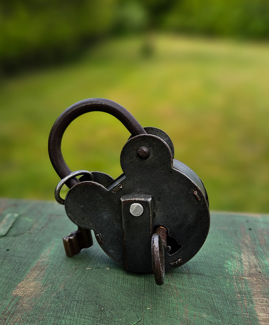 French Vintage Mickey Mouse Iron Metal Padlock C.1960's Original Key ...