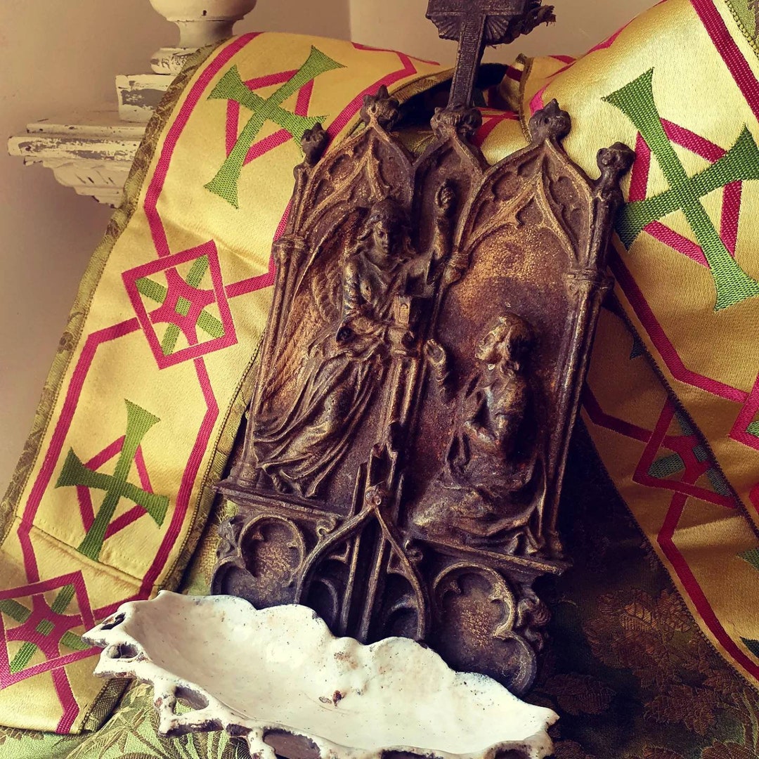 RARE 19thc Antique French Napoleonic Cast Iron Benetier-scene of the ...