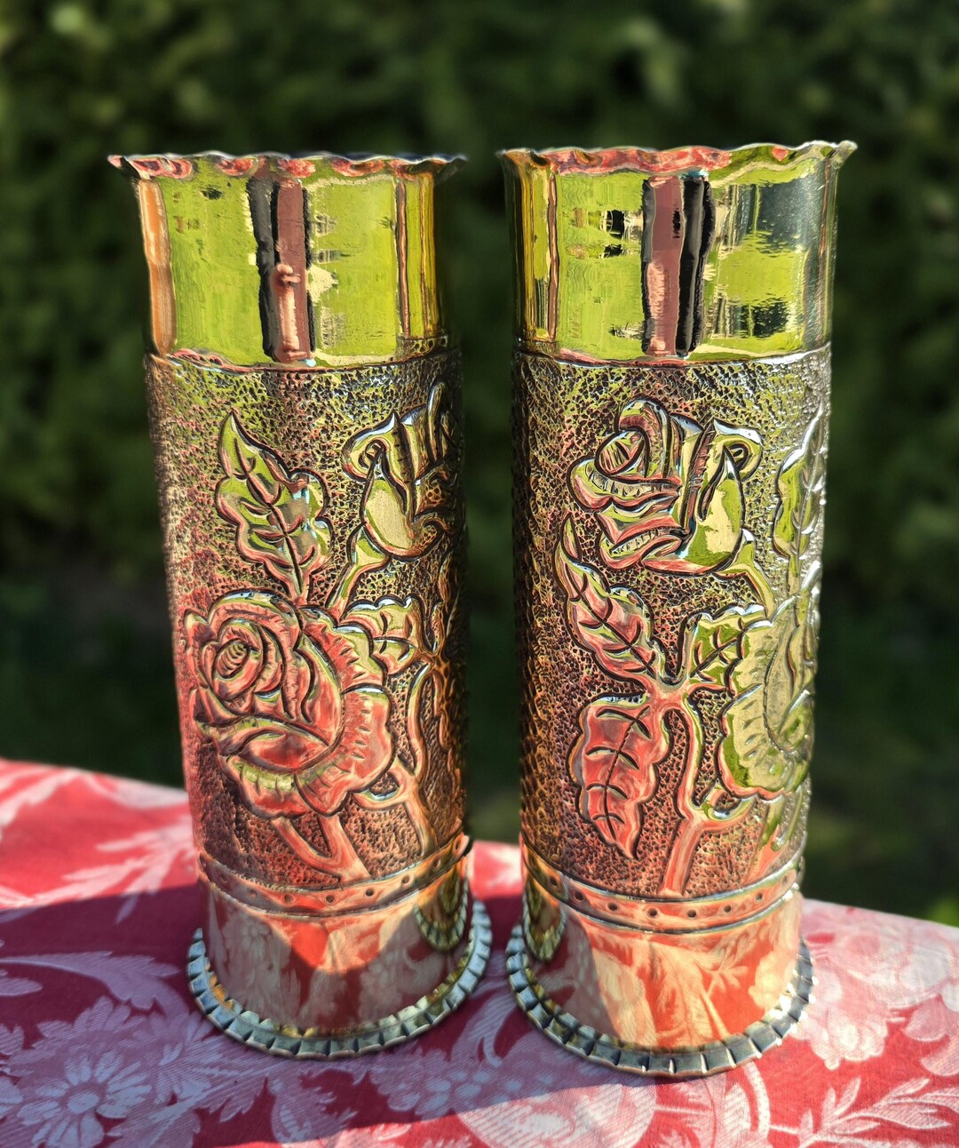 Striking Pair of Antique French Miniature WW1 Handcrafted Brass Trench ...