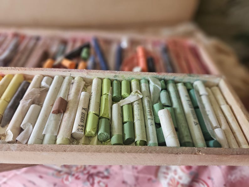 RARE Antike französische Bourgeois Ainé a Paris Pastels Surfins ...