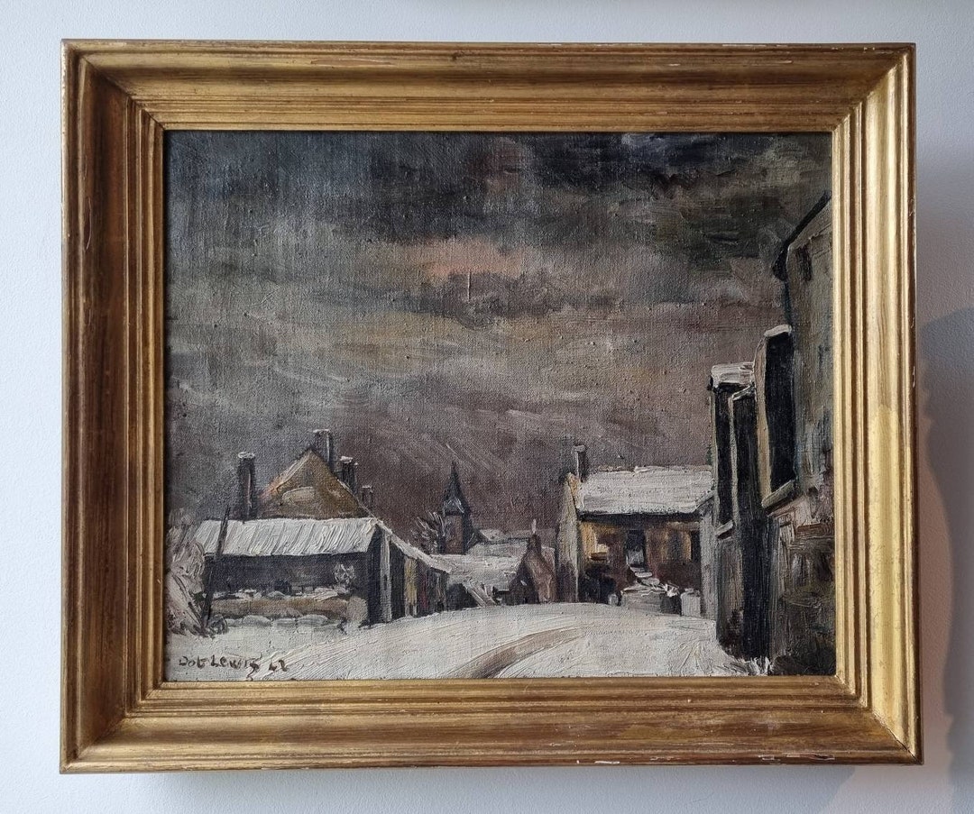 Sublime Mid-century French Artist-signed Dot Lewis Snowscape Tableau ...