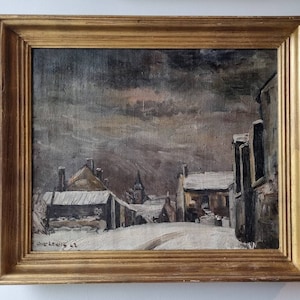 Sublime Mid-century French Artist-signed Dot Lewis Snowscape Tableau ...