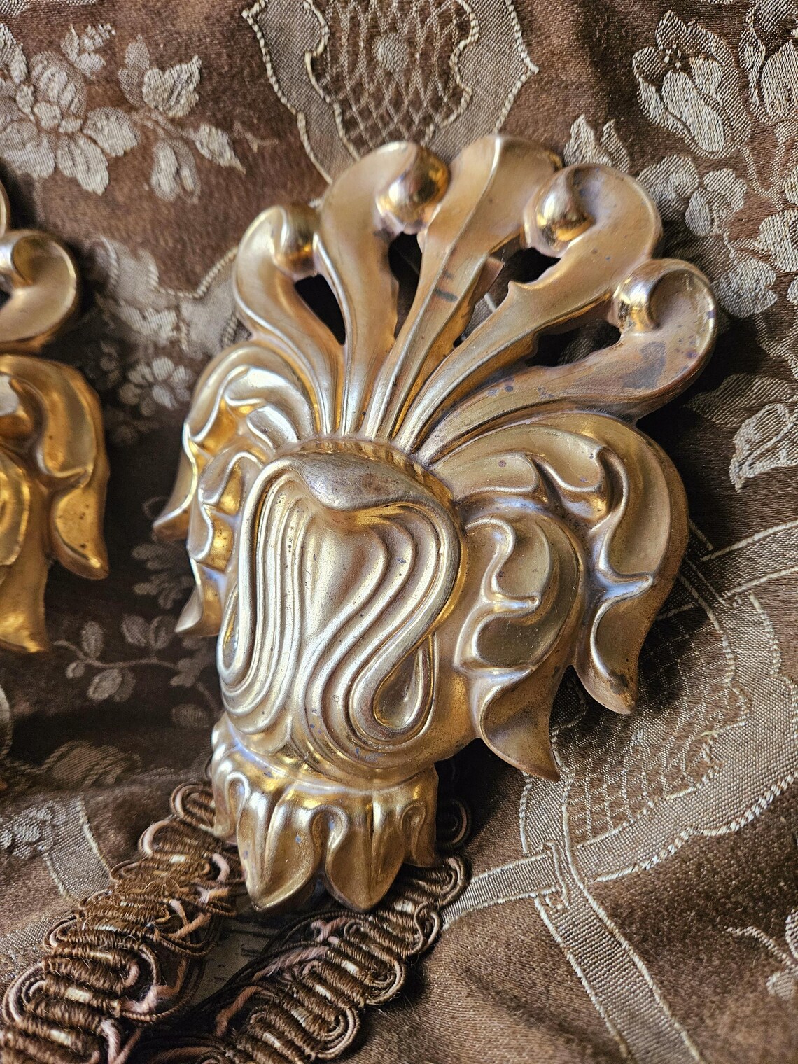 Amazing Pair of Antique French Scrolled Gilt Bronzed Tole Ornement ...